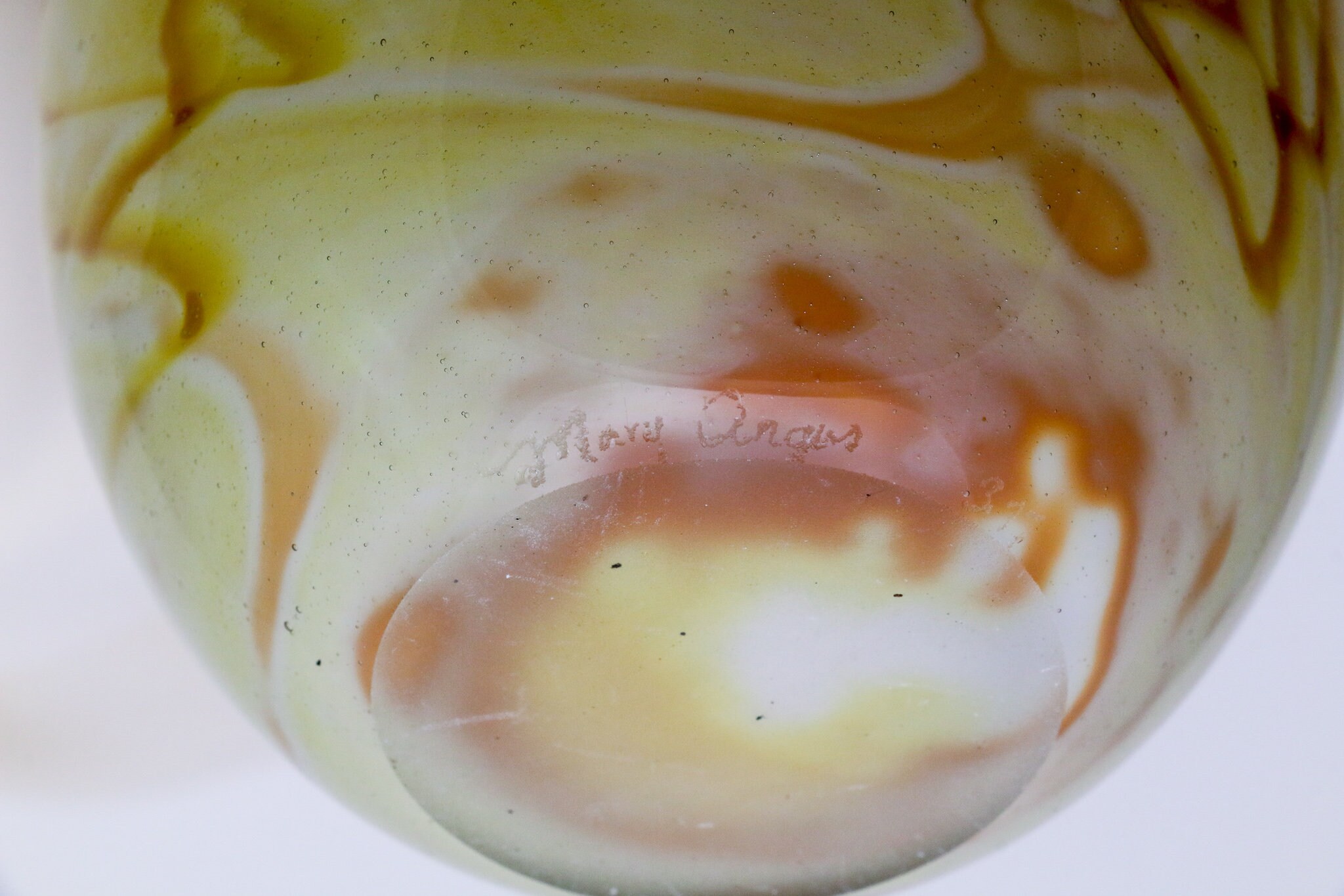 Early Mary Angus Art Glass Vase Signed & Dated 1977 White - Etsy