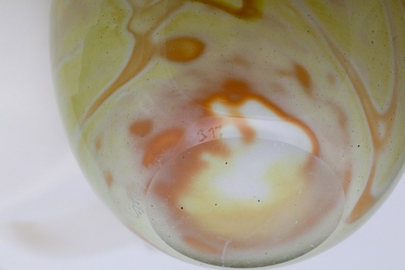 Early Mary Angus Art Glass Vase Signed & Dated 1977 - White and Gold ...