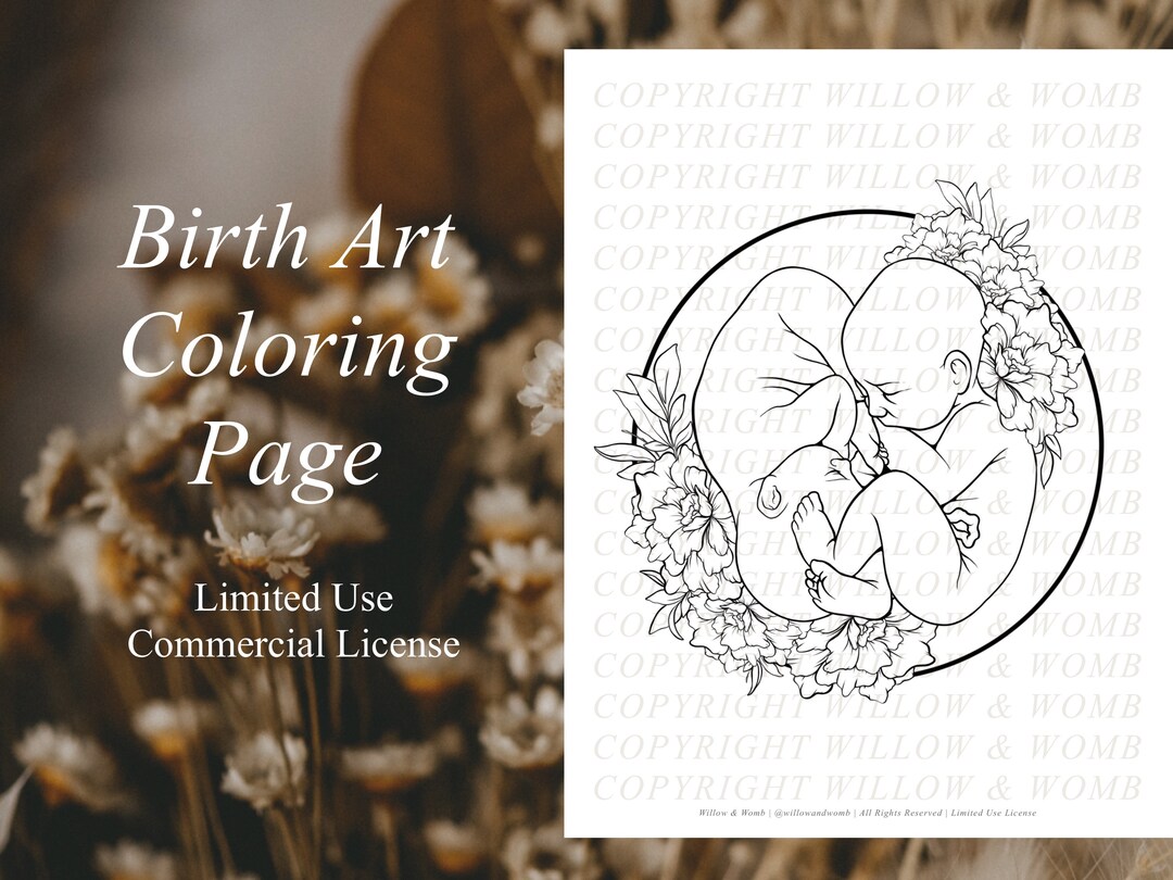 INSTANT DOWNLOAD Professional Use Coloring Page Baby, Twins, Flowers ...