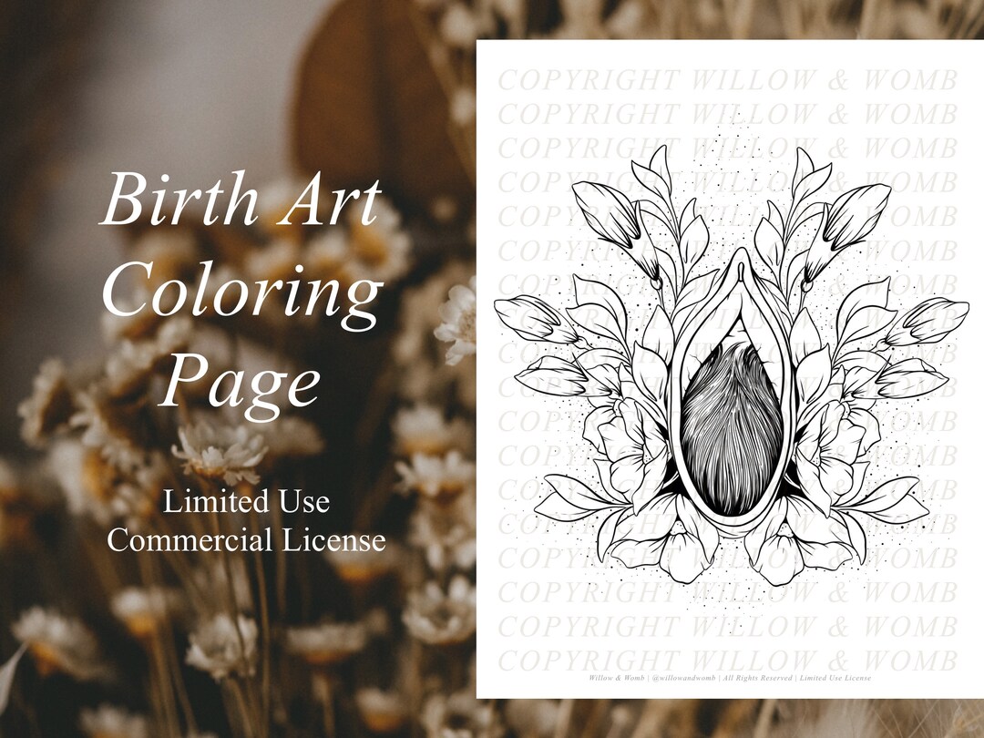 INSTANT DOWNLOAD Professional Use Coloring Page Baby, Vulva, Flowers ...