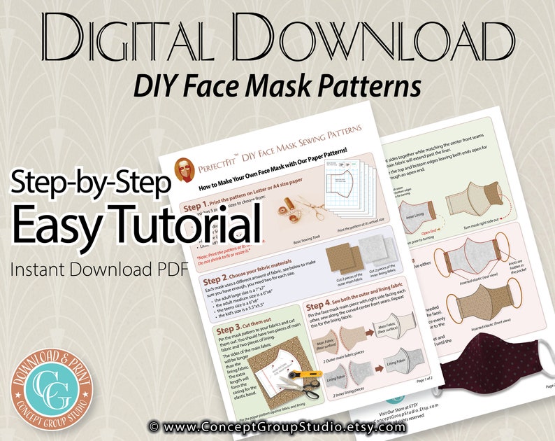 DIY Sewing Mask Patterns 6 Sizes 3D Fit Mask Design Adult | Etsy