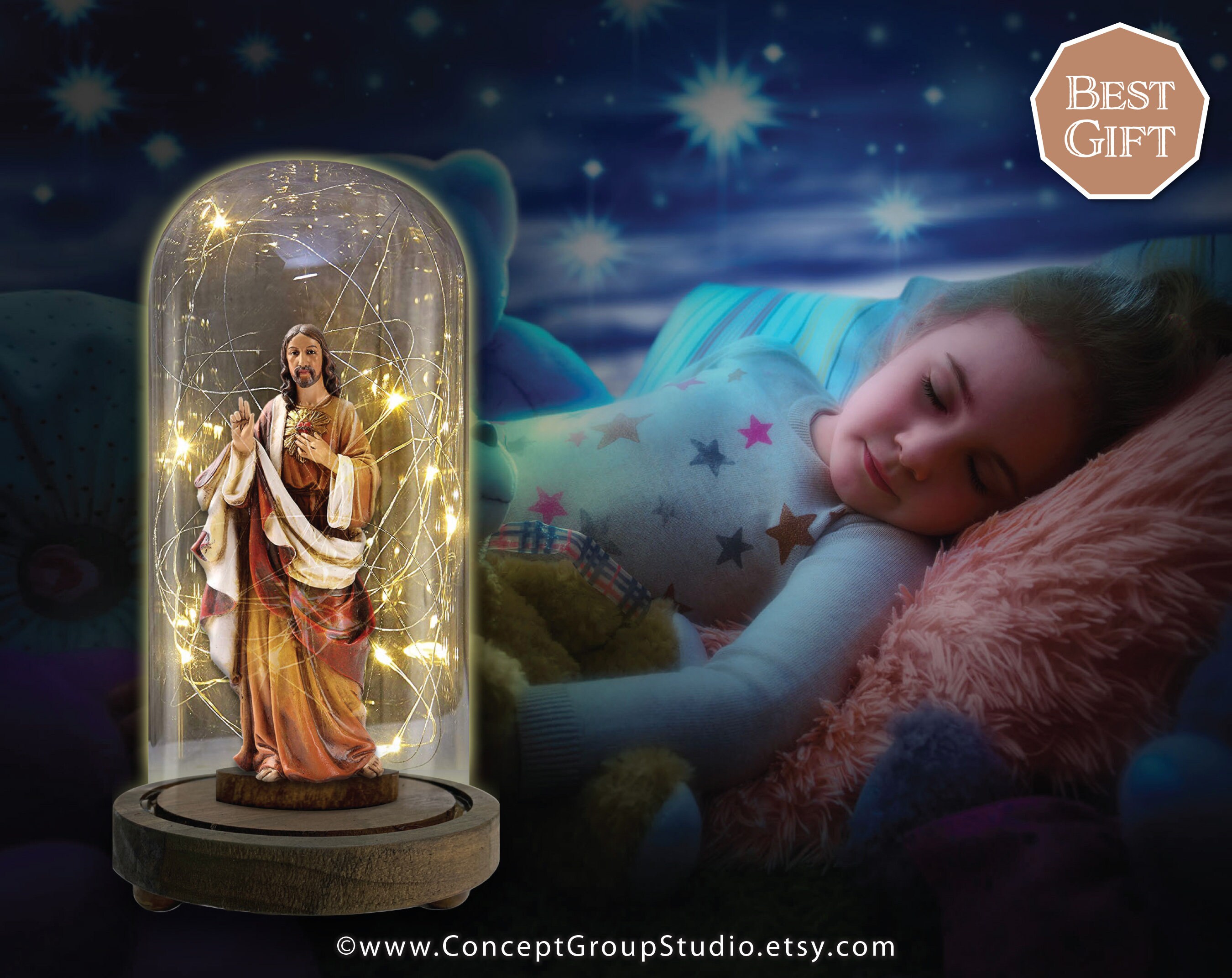 Jesus Christ Statue Table Lamp W/ LED String Fairy Lights | Etsy