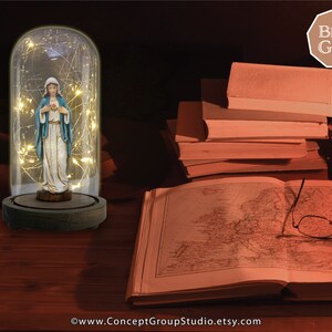 Virgin Mary Table Lamp Featuring an LED String of Fairy Lights in a ...