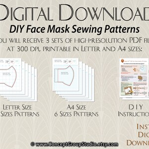 DIY Sewing Mask Patterns, 6 Sizes, 3D Fit Mask Design, Adult, Teen and ...
