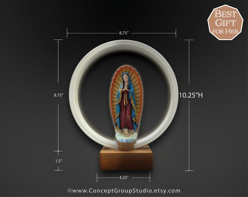 Our Lady of Guadalupe Statue W/ Round LED Table Lamp Virgin | Etsy