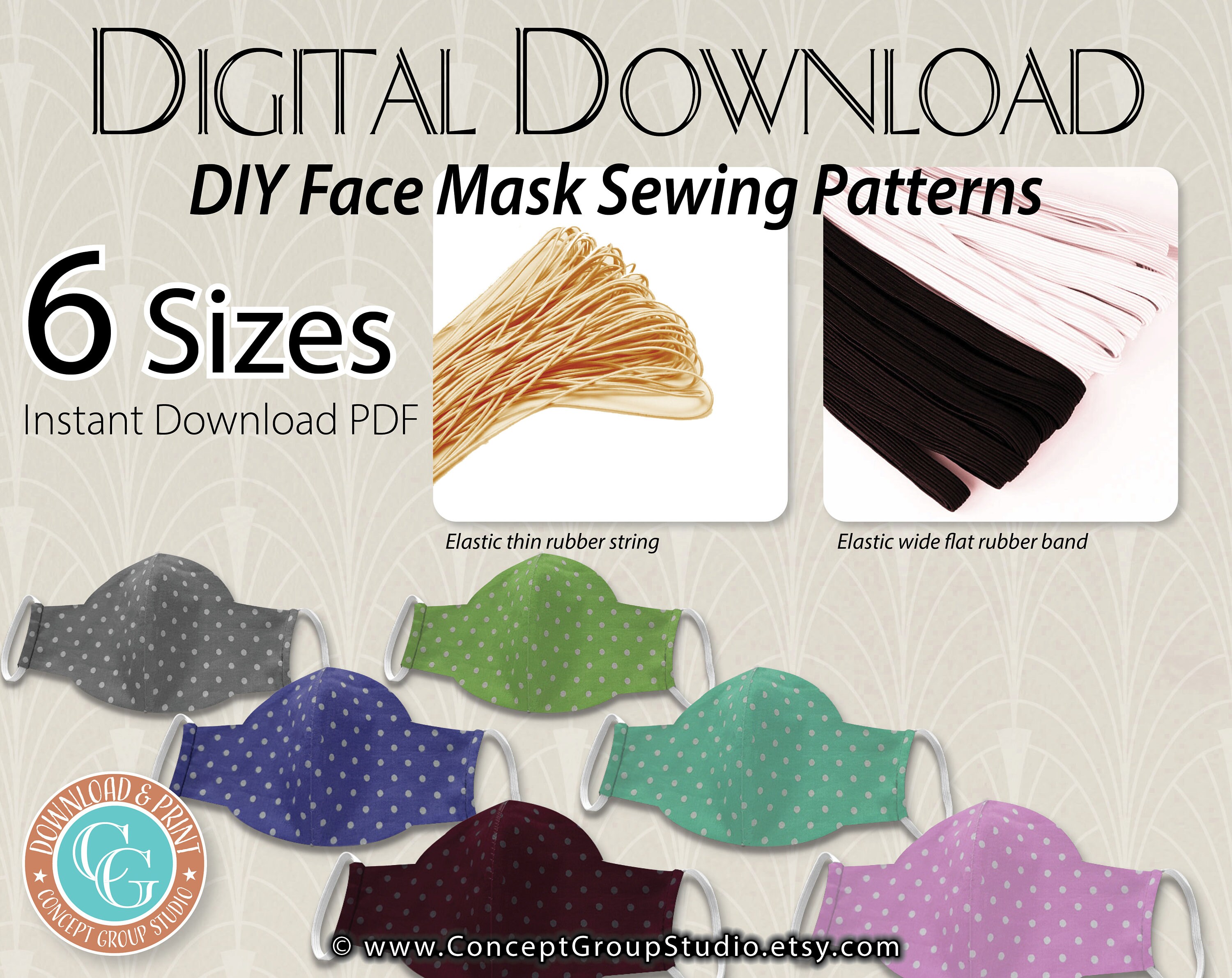 DIY Sewing Mask Patterns 6 Sizes Adult Teen and Kids 3D | Etsy