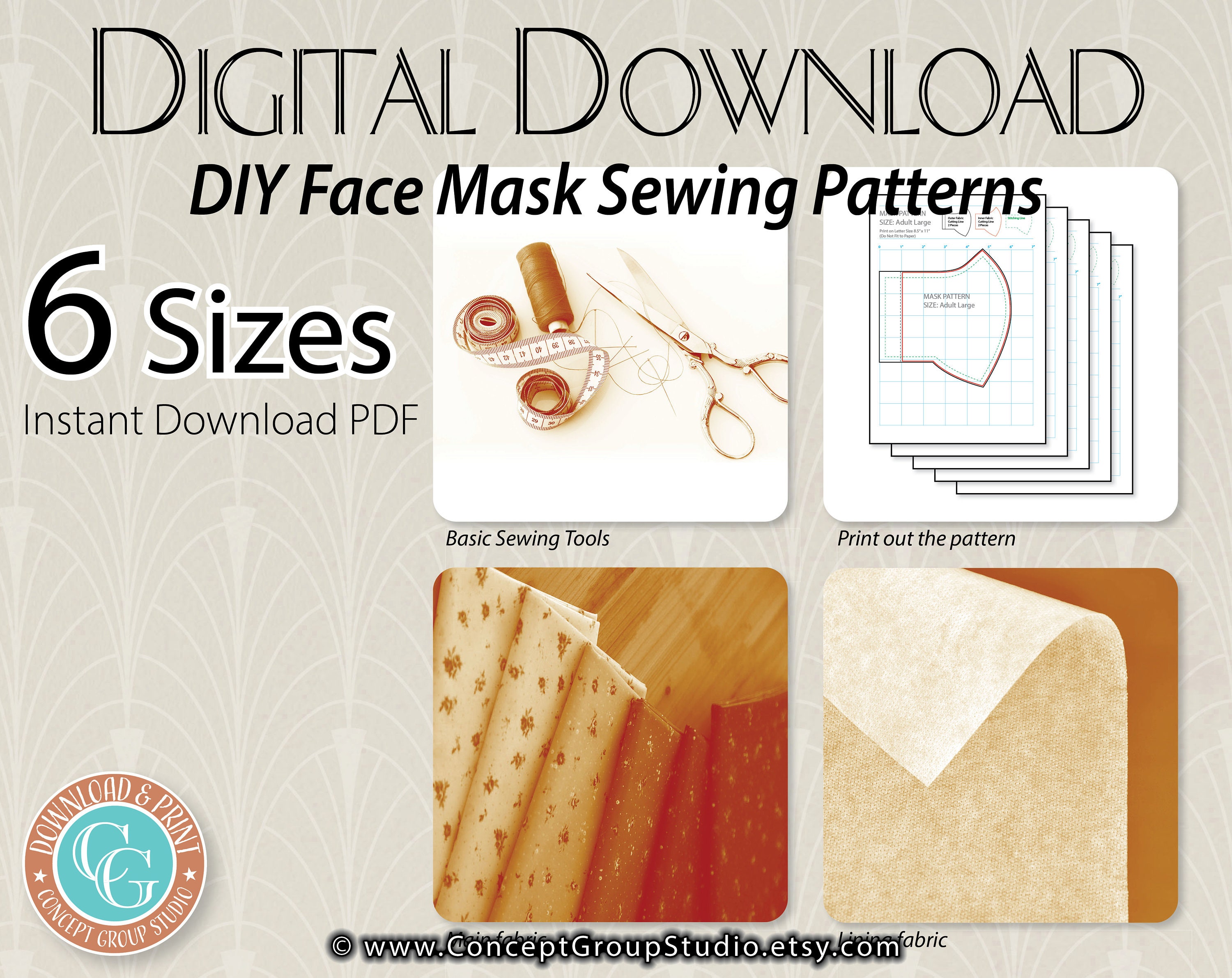 DIY Sewing Mask Patterns, 6 Sizes, Adult, Teen and Kids, 3D Fit Mask ...