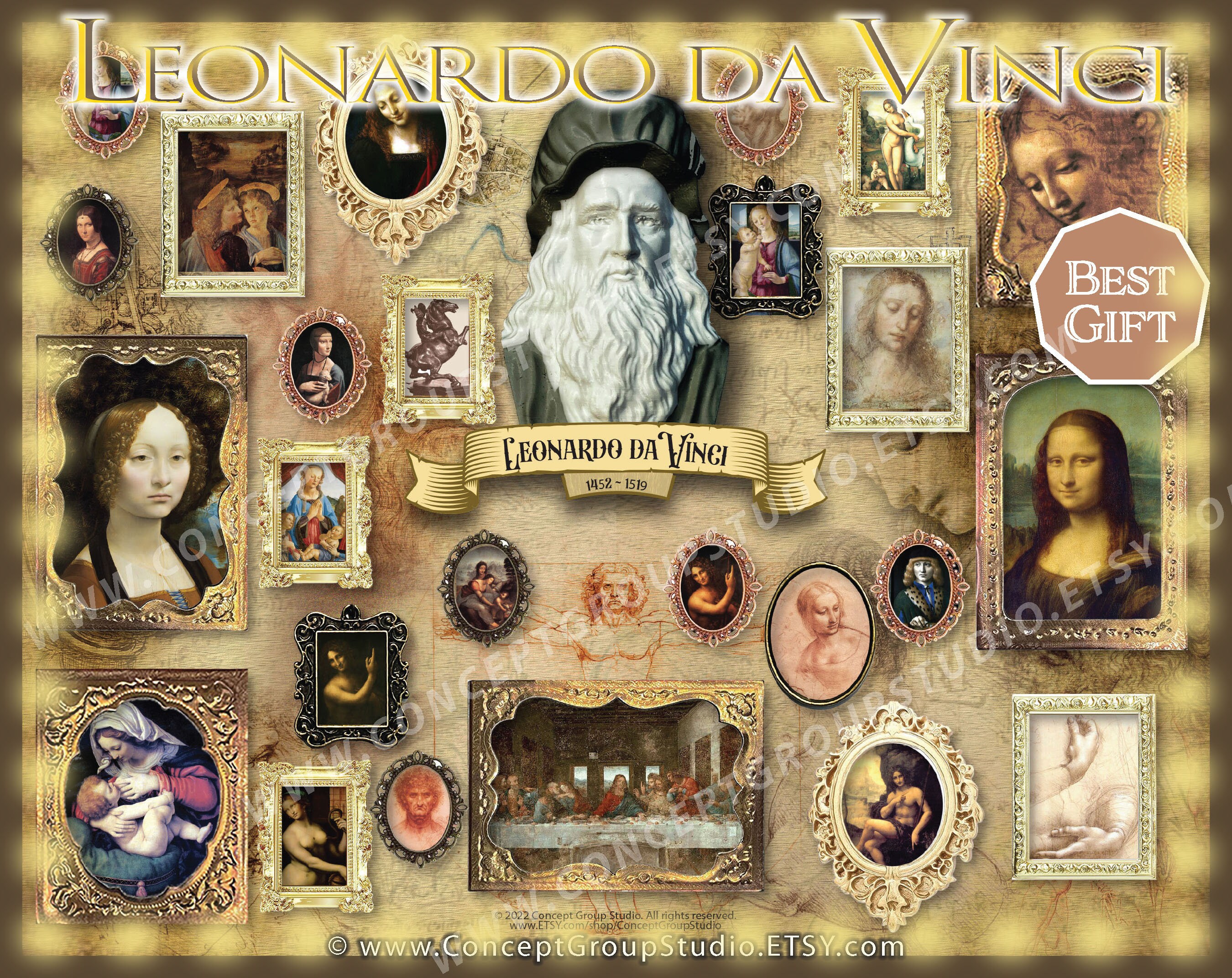 Da Vinci Gift Wall Art Decor Shadow Box With Motion Sensor - Etsy