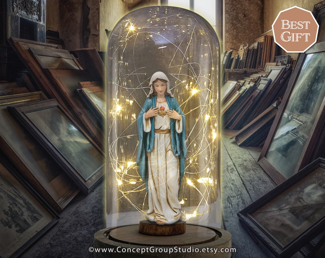 Virgin Mary Table Lamp Featuring an LED String of Fairy Lights in a ...