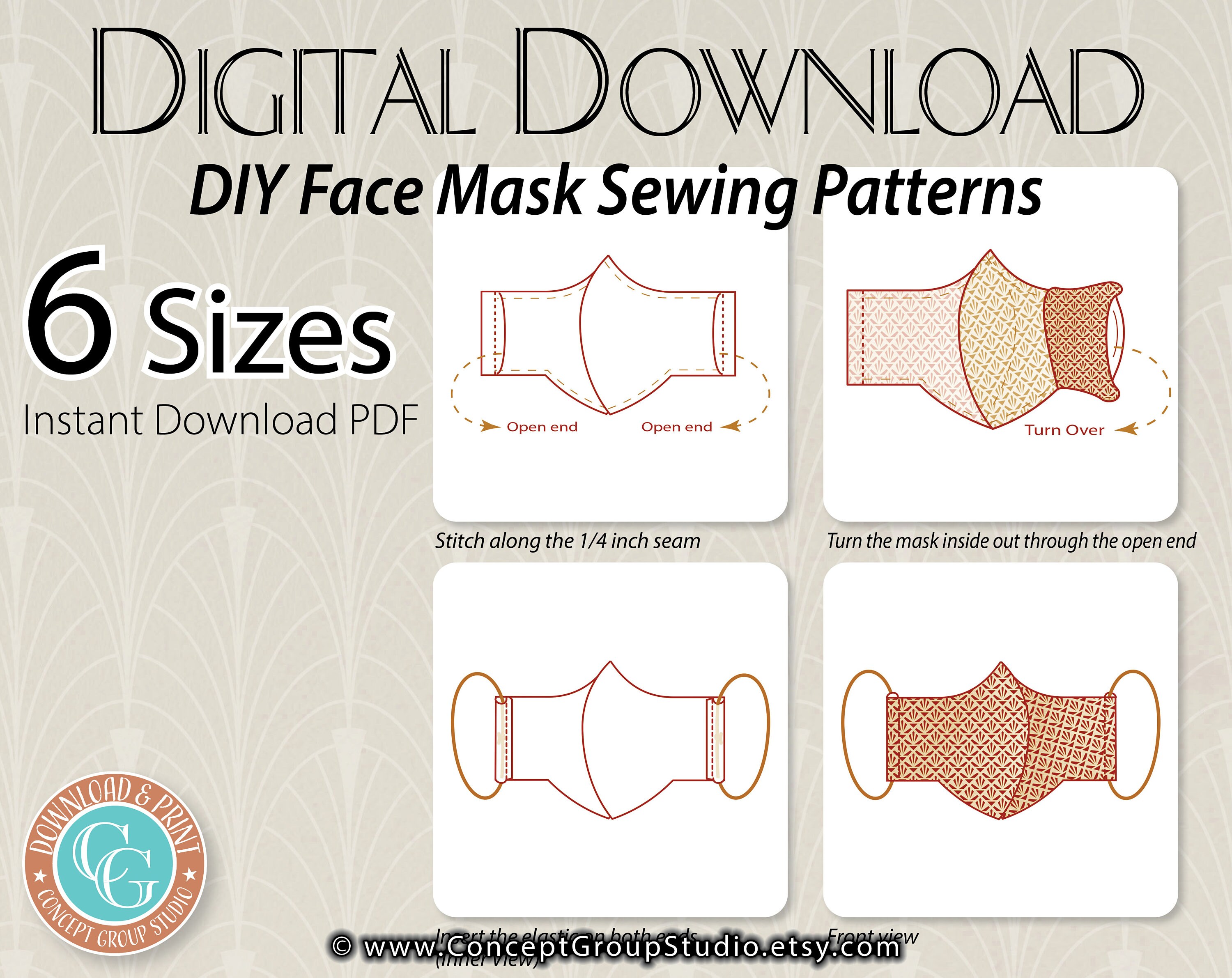 Face Mask DIY Sewing Patterns 6 Sizes Perfect Fit 3D Mask | Etsy