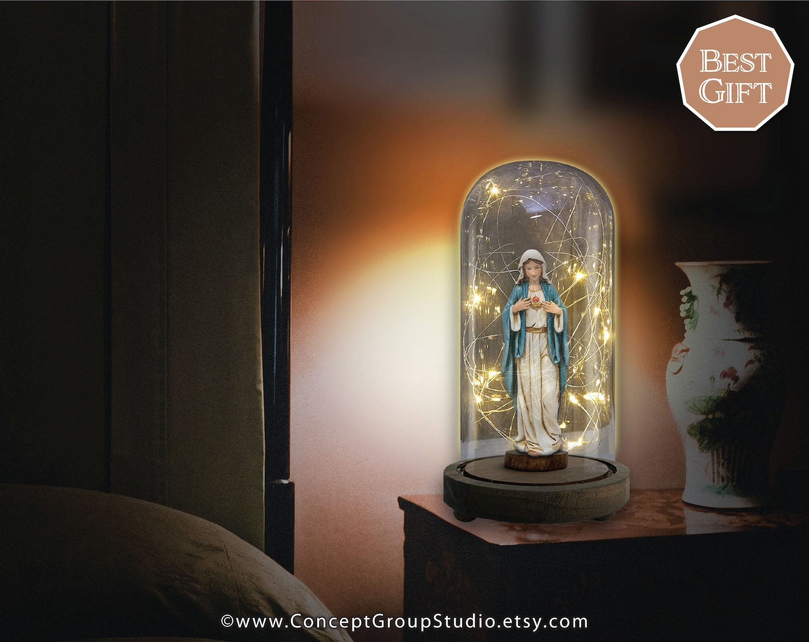 Virgin Mary Table Lamp Featuring an LED String of Fairy Lights - Etsy