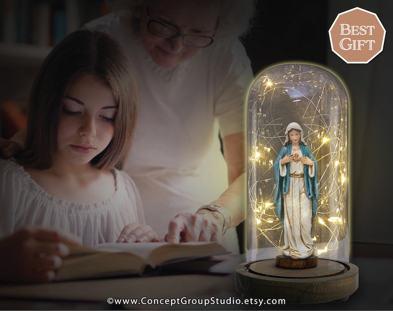 Virgin Mary Table Lamp Featuring an LED String of Fairy Lights - Etsy
