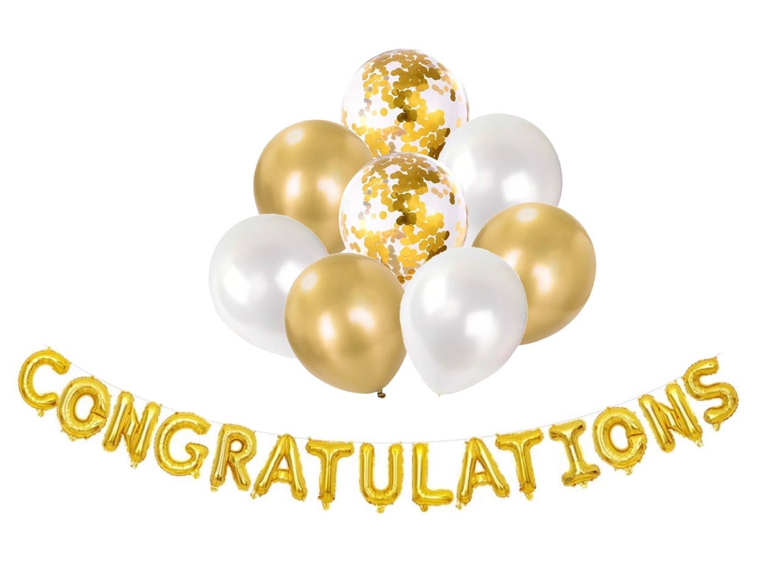 Congratulations Balloon Set. 16 per Letter. Gold, Confetti Balloons. - Etsy