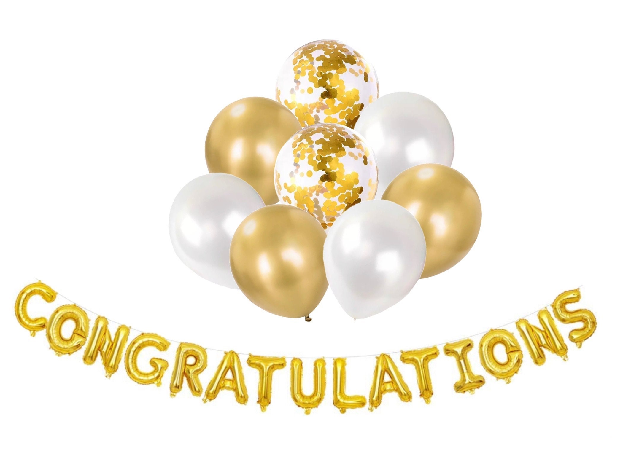Congratulations Balloon Set. 16 per Letter. Gold Confetti Balloons. Etsy Israel