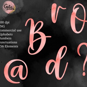 Pink Watercolor Alphabet Clipart, Watercolor Letters Clipart ...