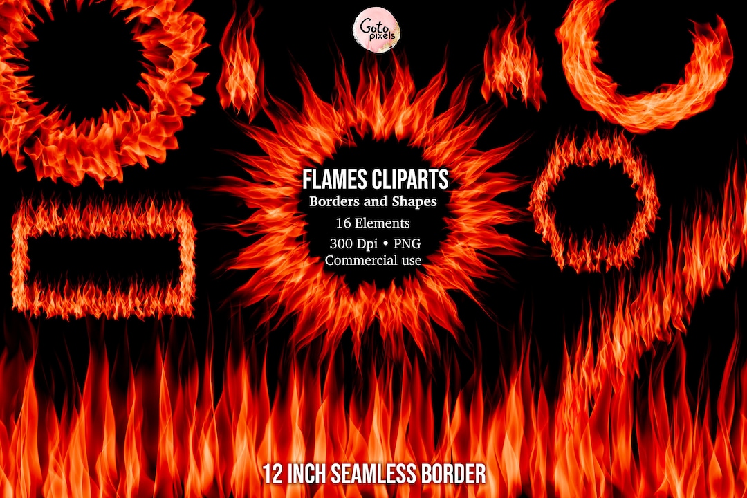 Realistic Red Flames Clipart, Realistic Fire Clipart, Digital Fire ...