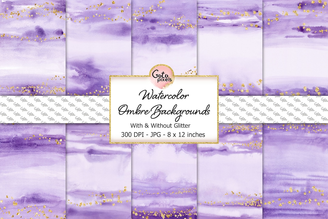 Purple Watercolor Ombre Digital Paper, Digital Paper Watercolour, Hand ...