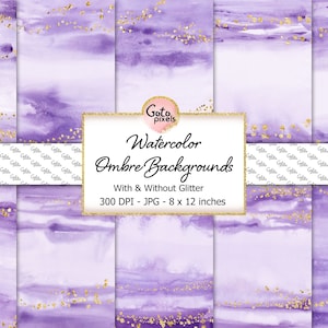 Purple Watercolor Ombre Digital Paper, Digital Paper Watercolour, Hand ...
