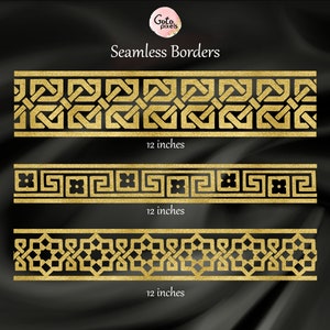 23 Gold Greek Borders Clipart, Seamless Border Segments,gold Foil ...