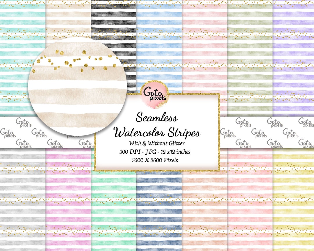 Watercolor Stripes Seamless Pattern, Watercolor Stripes Digital Paper ...