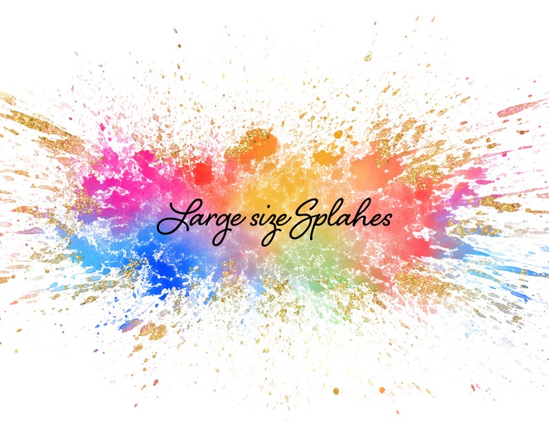 Rainbow Watercolor Glitter Clipart Splashes and Splotches | Etsy