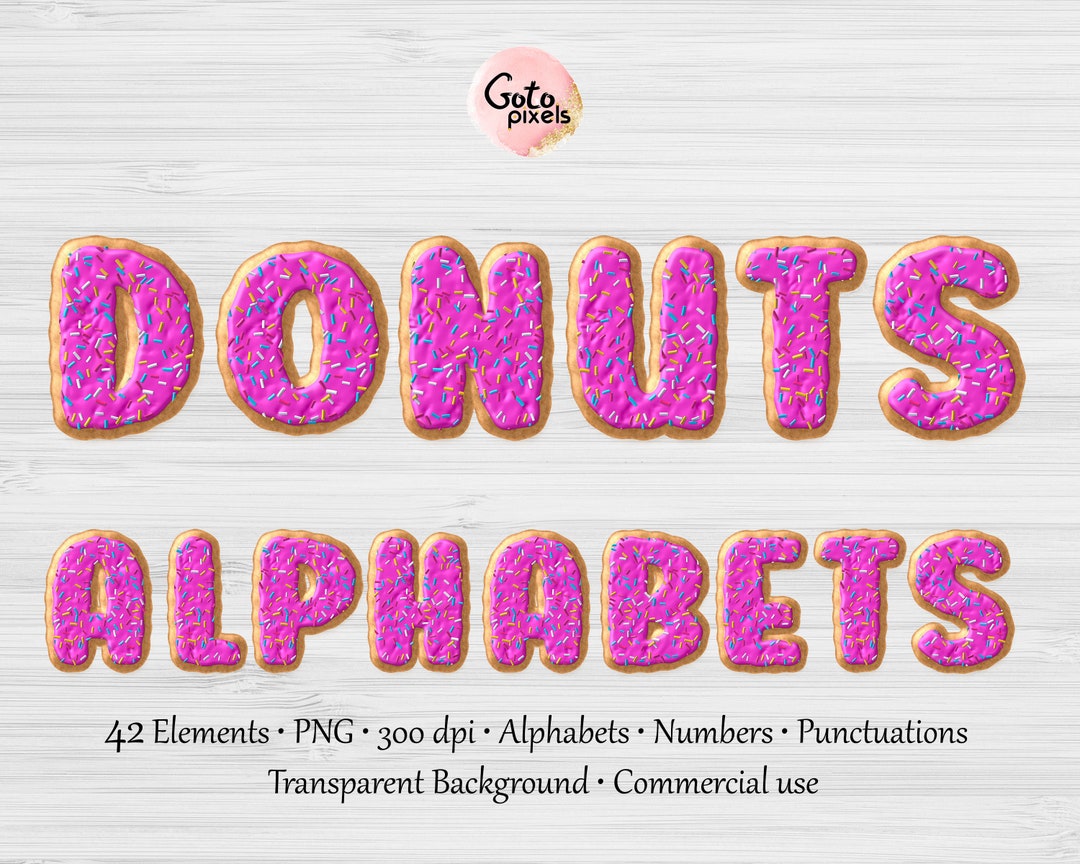 Pink Donut Letters Font Clipart Png Donut Alphabets Clipart Etsy | My ...