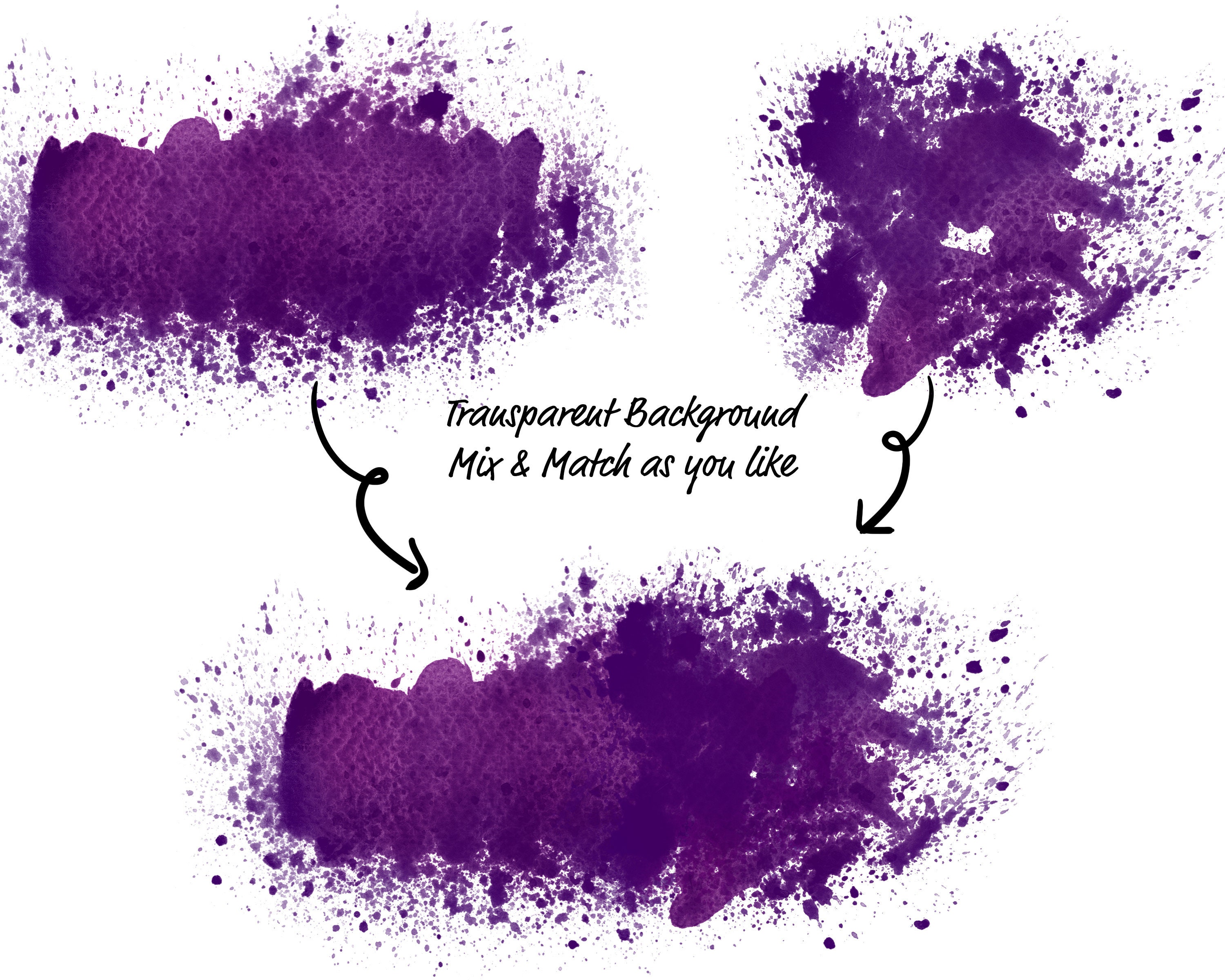 Purple Watercolor Splatter Clipart Splashes and Splotches - Etsy