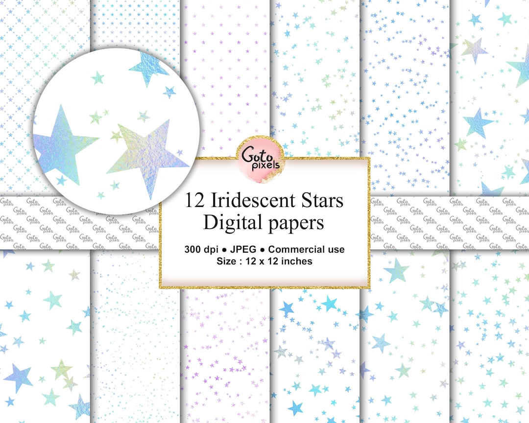 Seamless Iridescent Star Overlays, Starry Night Star Patterns in JPG ...