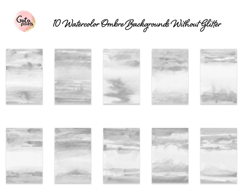 Grey Watercolor Ombre Digital Paper: Glitter Texture (digital Download ...