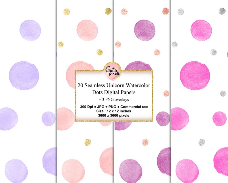 Unicorn Polka Dots Digital Paper Seamless Repeat Patterns - Etsy