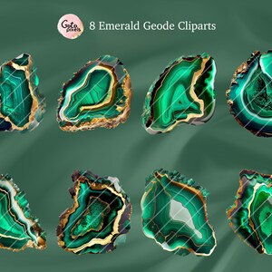 Emerald Geode Slices Clipart, Agate Slice Clipart, Stone Slice Clipart ...