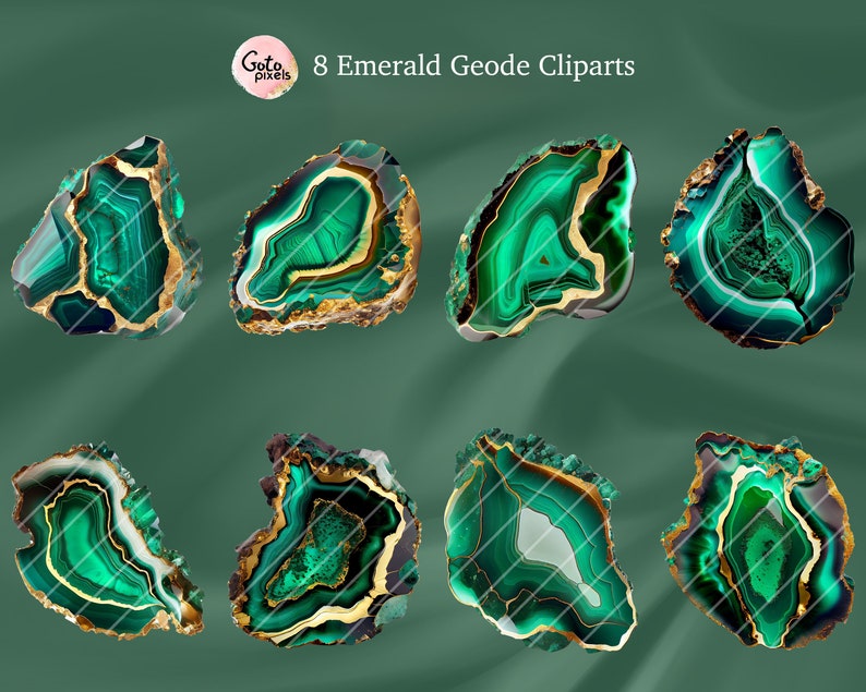 Emerald Geode Slices Clipart Agate Slice Clipart Stone Slice - Etsy