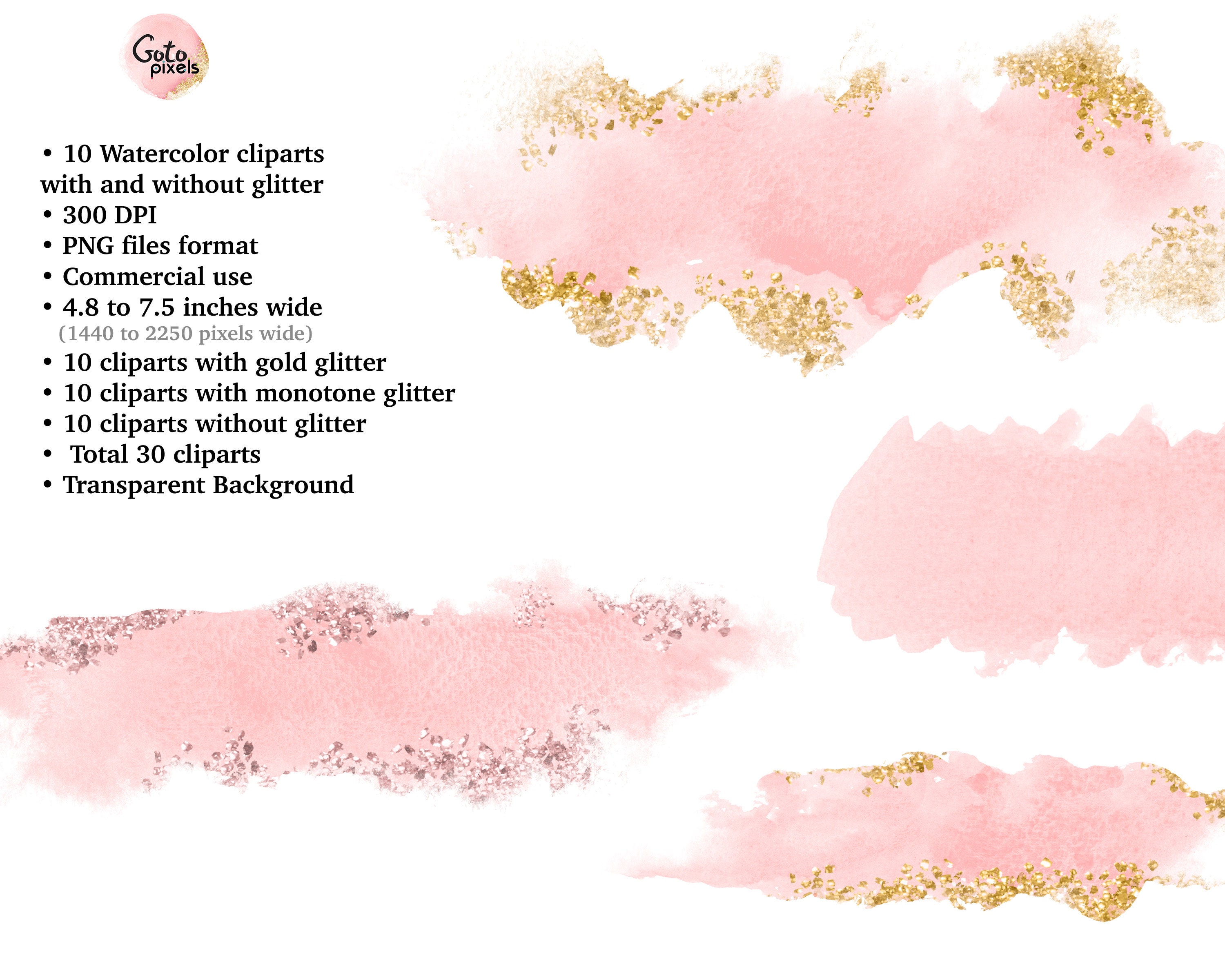 Pink Watercolor Brush Strokes Pink Watercolor Clipart Splash - Etsy