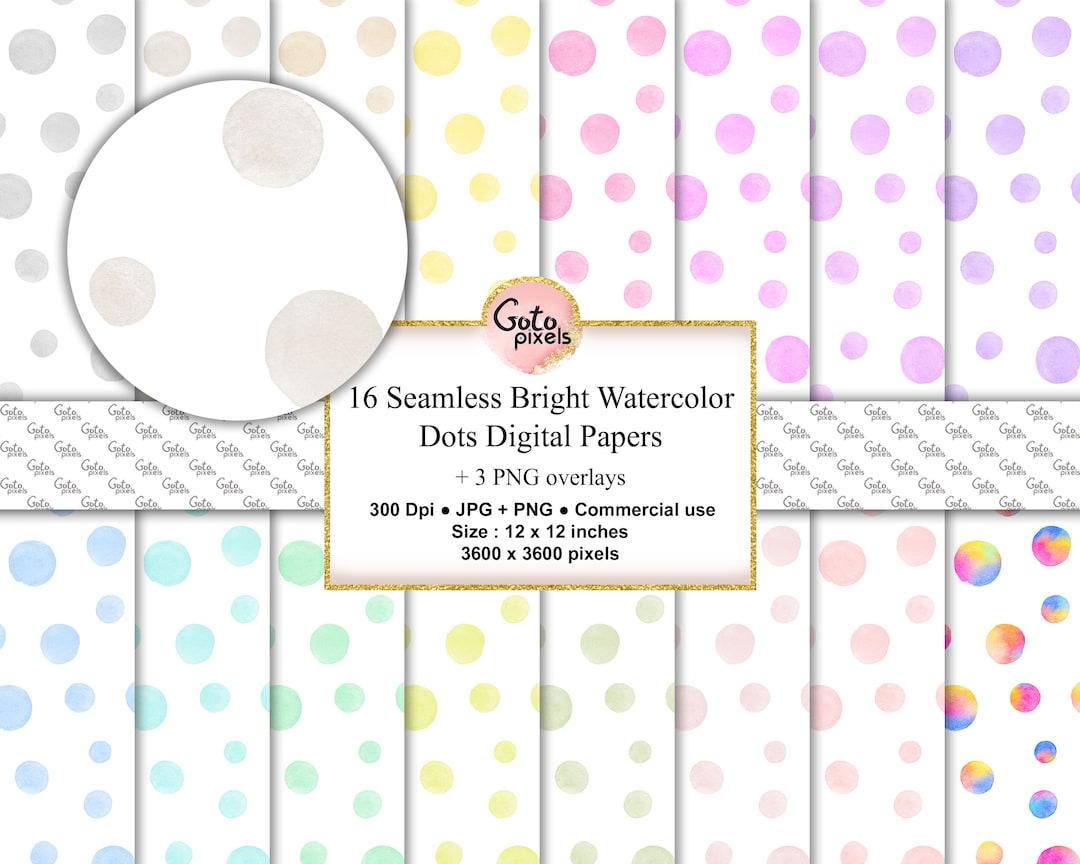 Seamless Pastel Polka Dots Digital Paper, Polka Dot Watercolor Digital ...
