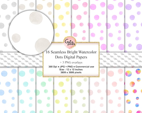 Seamless Pastel Polka Dots Digital Paper Polka Dot Watercolor | Etsy