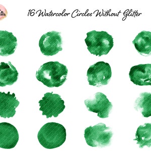 Emerald Green Watercolor Circles With Gold Glitter, Watercolor Circles ...
