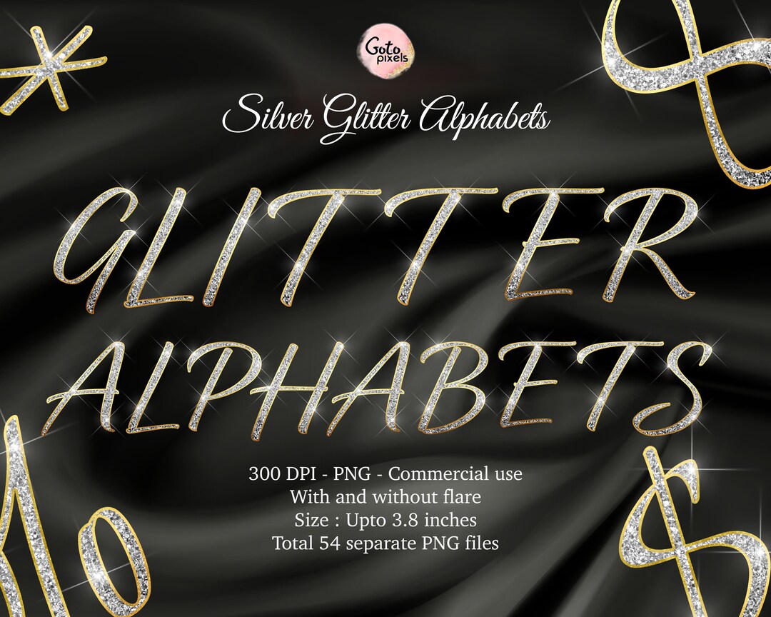 Glam Glitter Alphabet Digital Clipart PNG File Format. Letters and ...