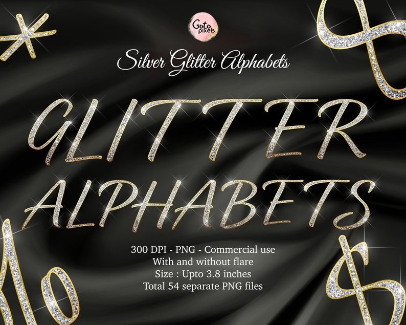 Glam Glitter Alphabet Digital Clipart PNG File Format. Letters - Etsy