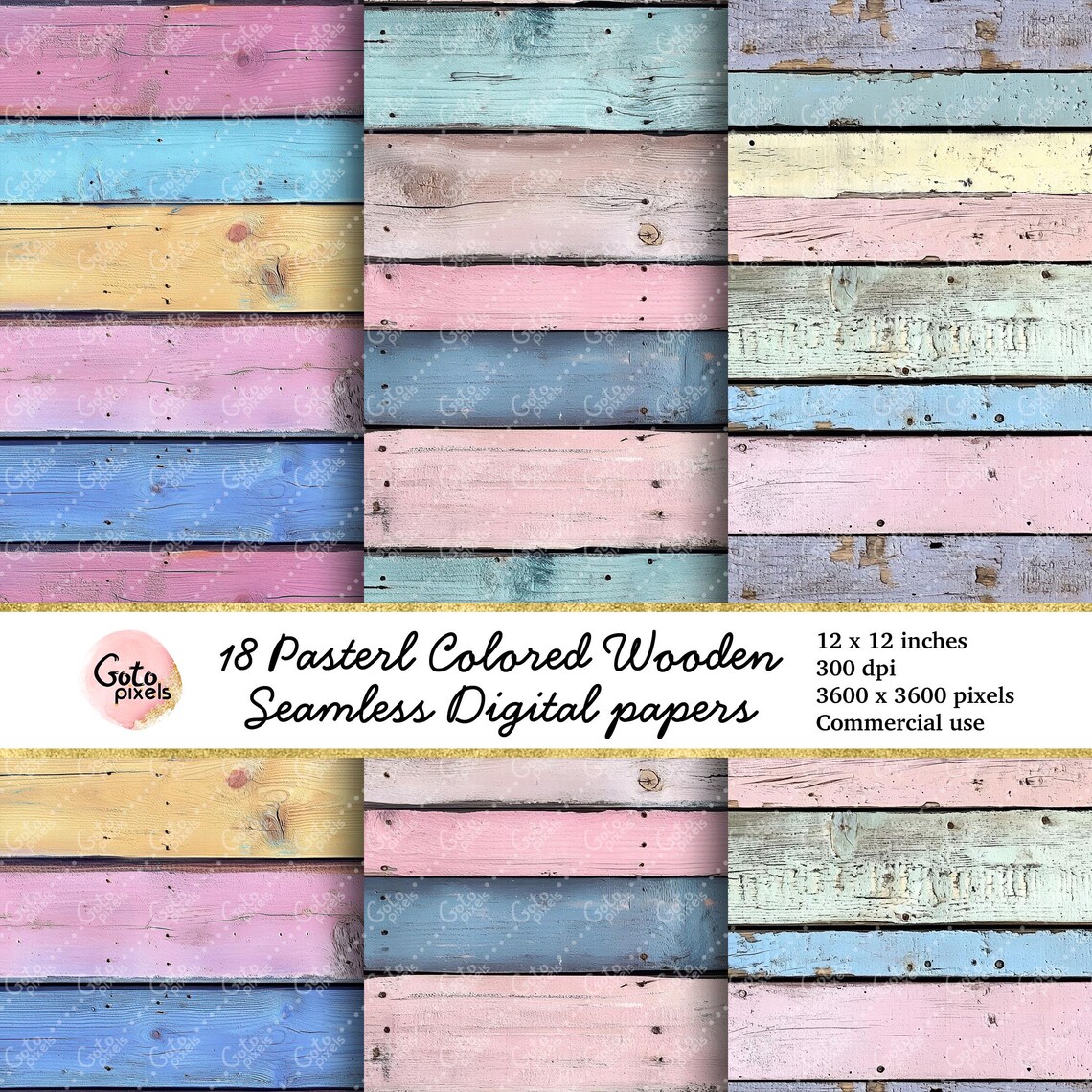Shabby Chic Wooden Digital Paper: Iridescent Seamless Textures (digital ...