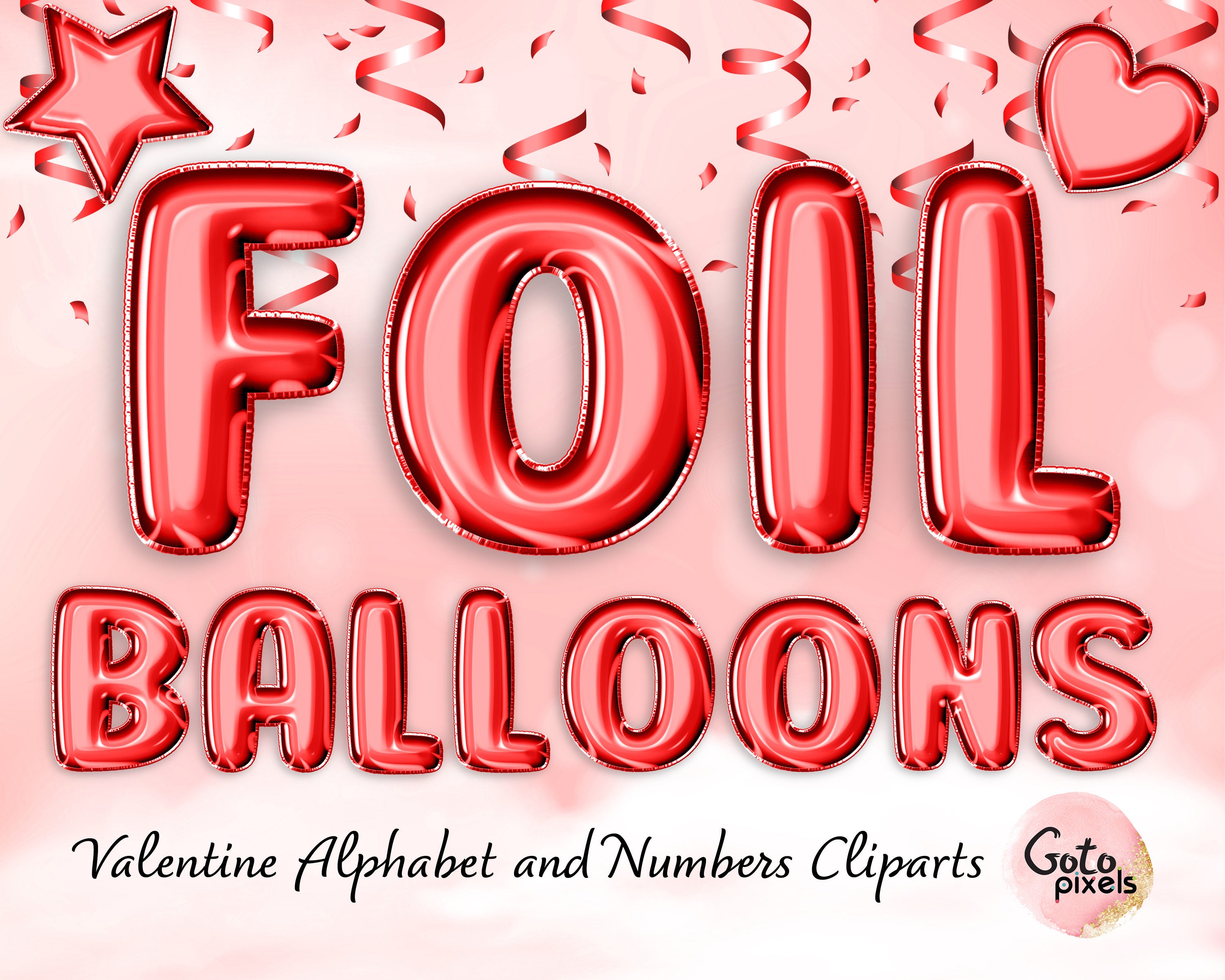 Red Foil Balloon Alphabet Clip Art Digital Instant Download - Etsy UK
