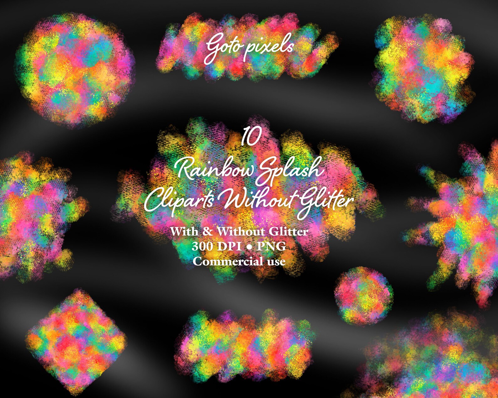 Rainbow Watercolor Splash Clipart Splashes and Splotches | Etsy