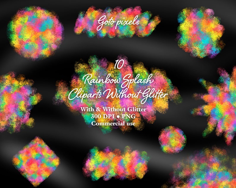 Rainbow Watercolor Splash Clipart Splashes and Splotches | Etsy