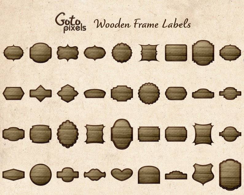Wood Labels Clipart Rustic Frame Clipart Digital Wood Tags - Etsy