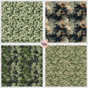 Camouflage Digital Paper, Seamless Military Camo Patterns, Military ...
