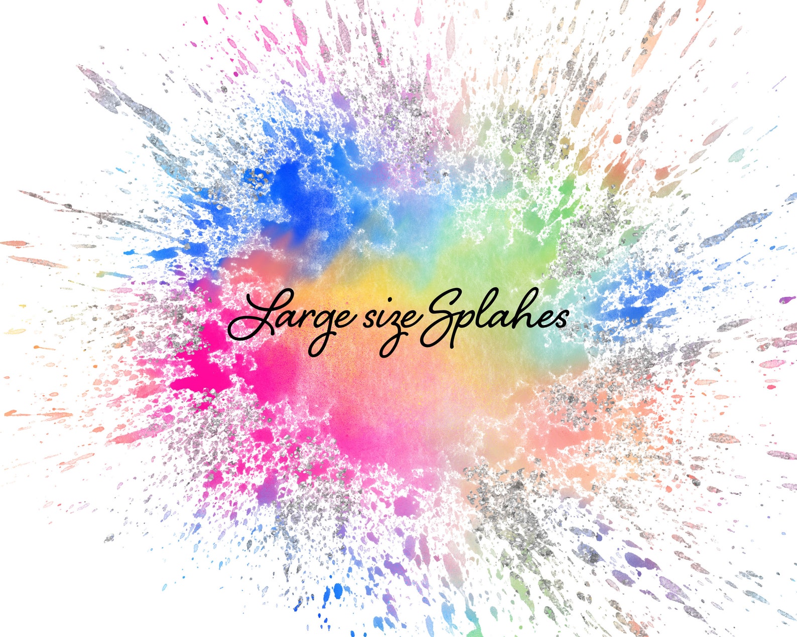 Rainbow Watercolor Glitter Clipart Splashes and Splotches - Etsy