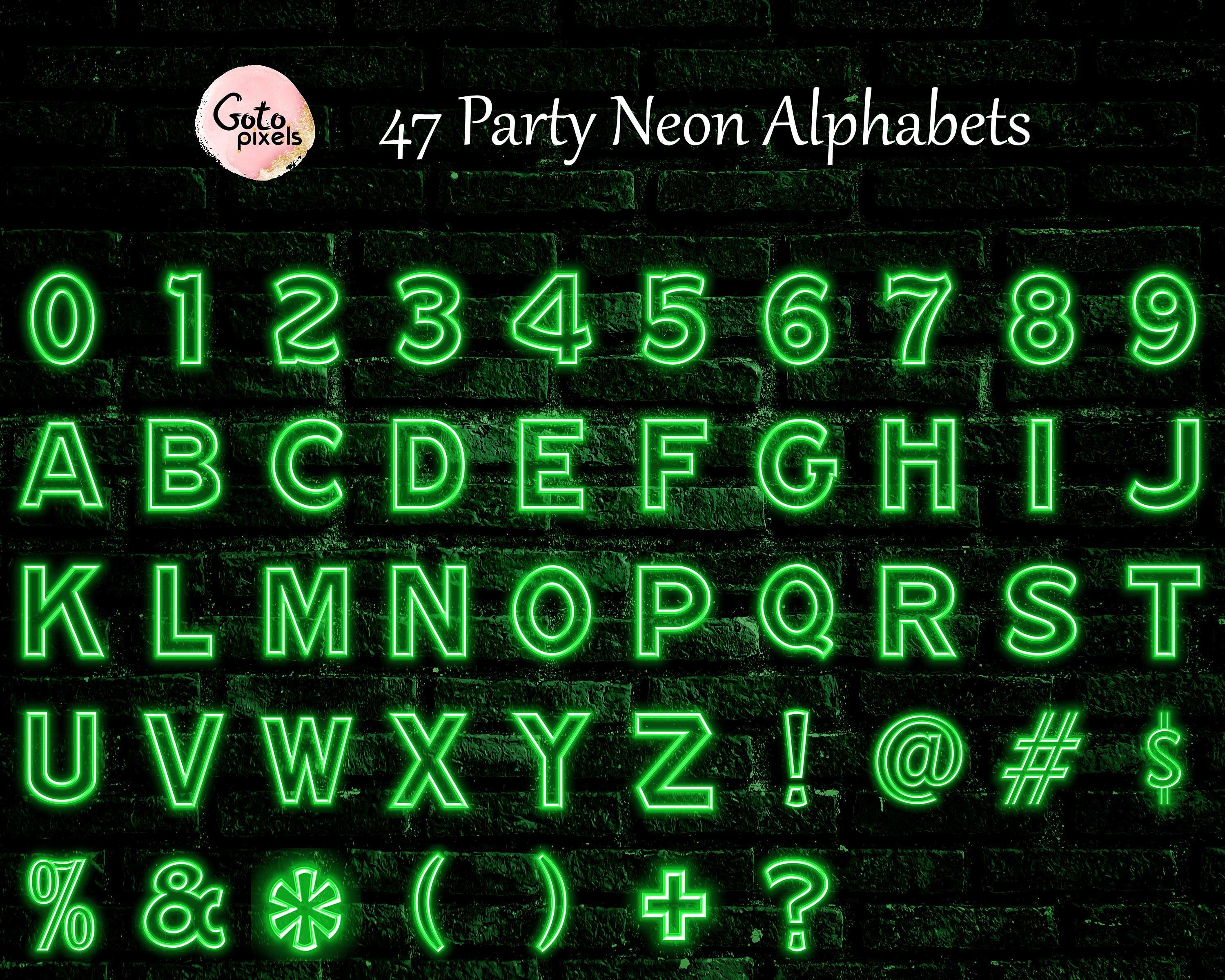 Green Neon Alphabet Clipart Neon Letters Clipart Digital - Etsy UK