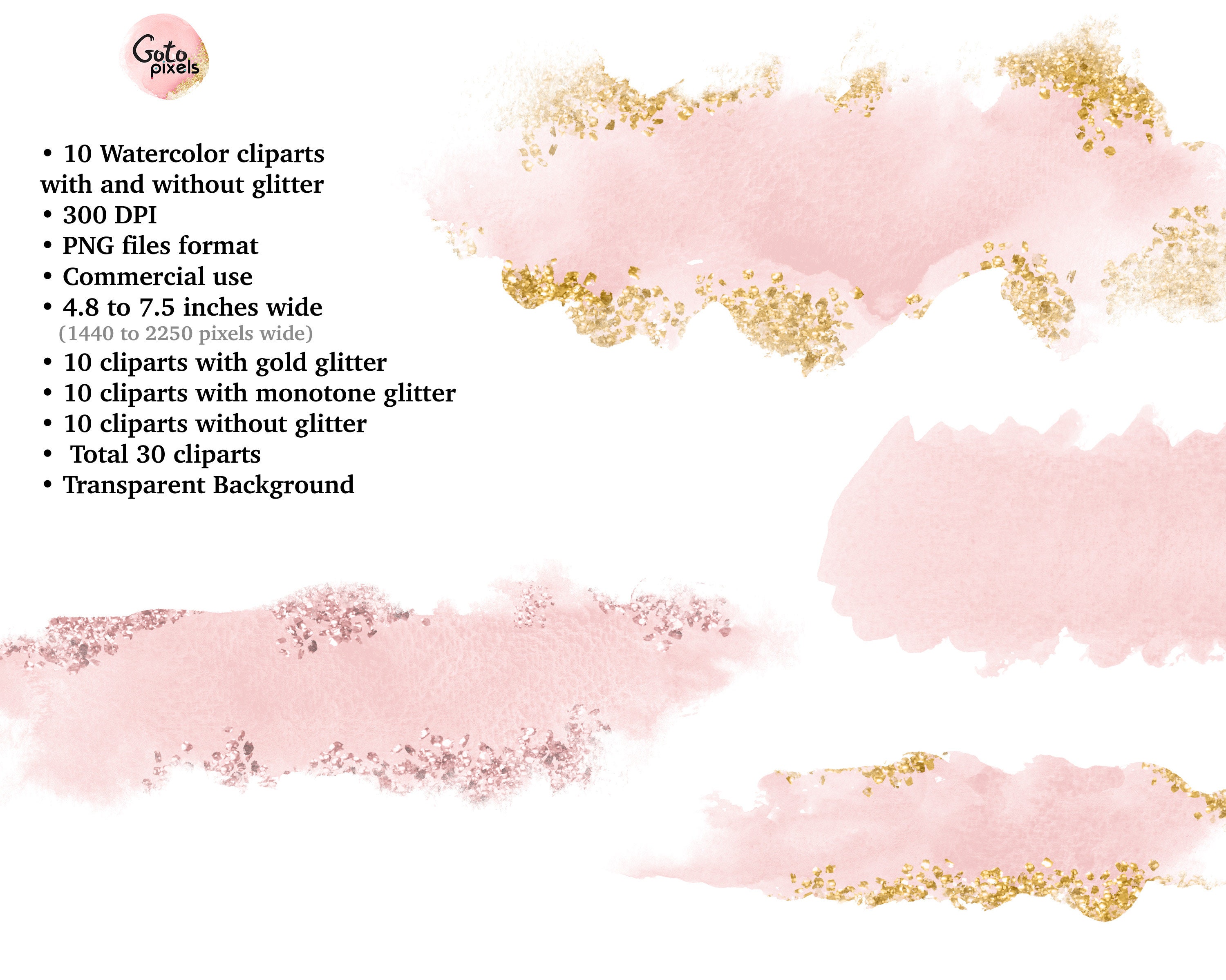 Pink Watercolor Brush Strokes Pink Watercolor Clipart Splash - Etsy