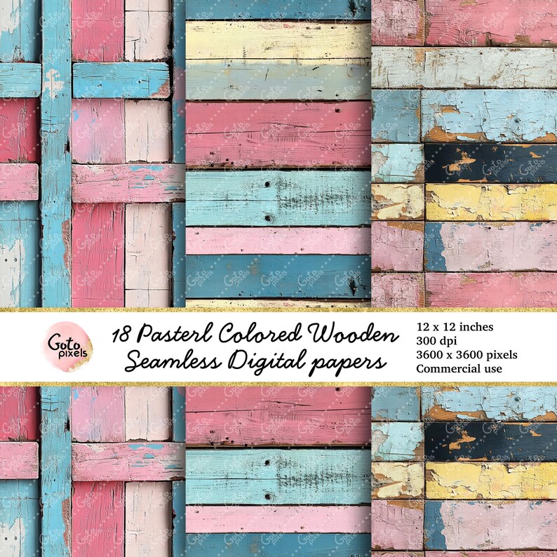 Shabby Chic Wooden Digital Paper: Iridescent Seamless Textures (digital ...