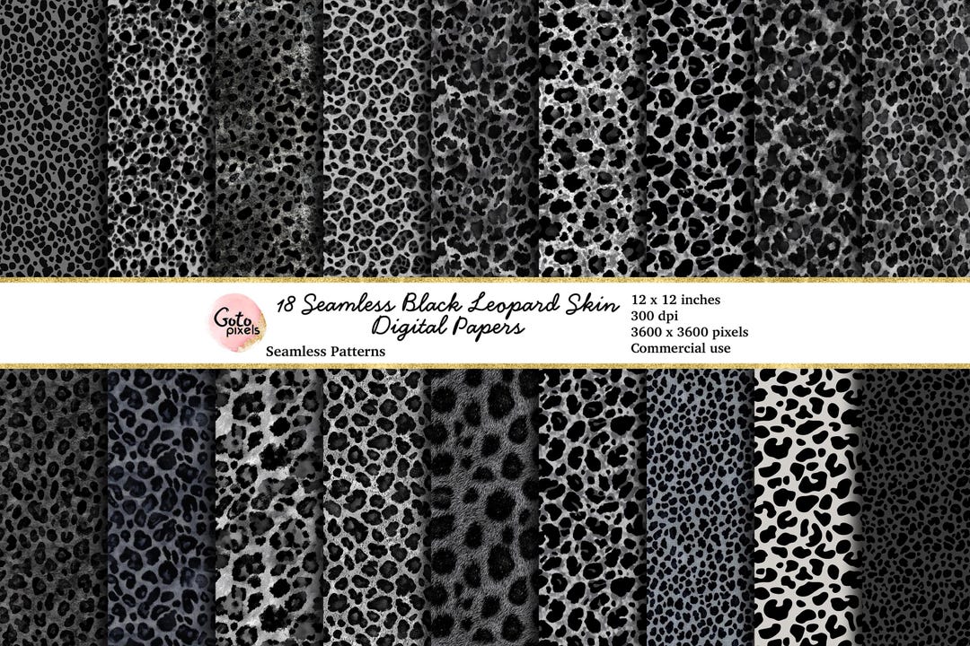 Black and Gray Leopard Print Seamless Background Pattern, Dark Bold ...