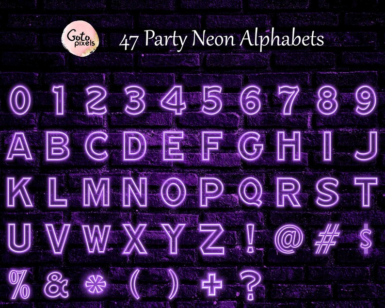 Purple Neon Alphabet Clipart Neon Letters Clipart Digital - Etsy
